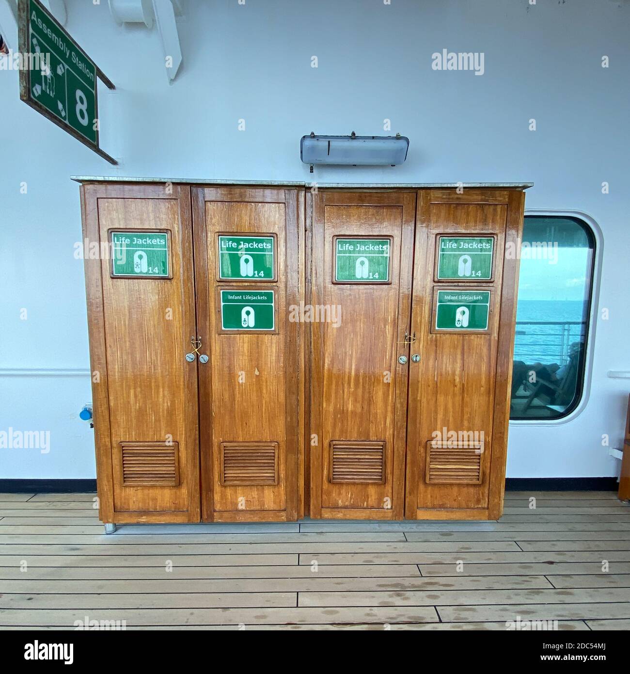 The lifejacket locker on a cruise ship where lifejackets are available ...