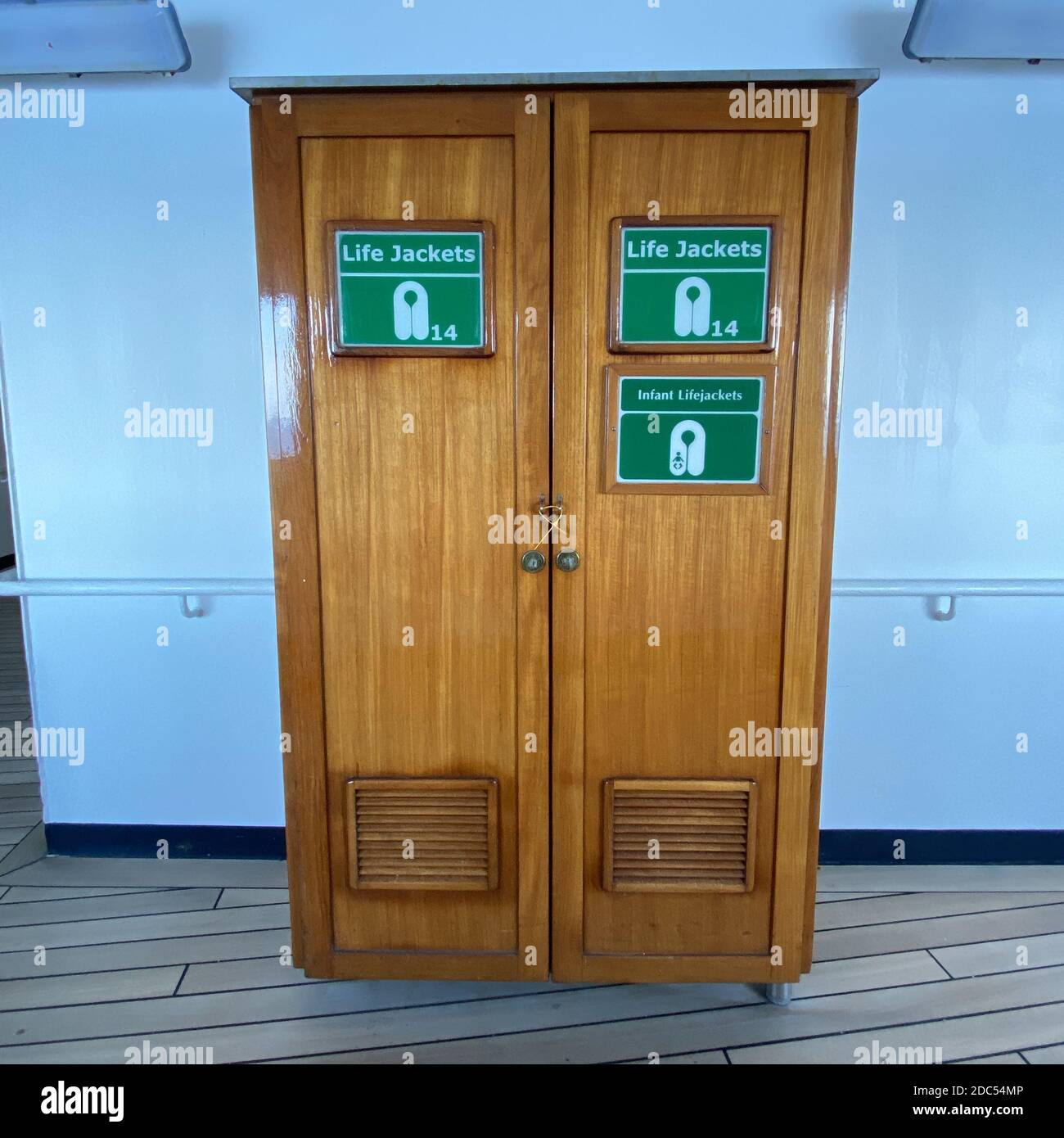 The lifejacket locker on a cruise ship where lifejackets are available ...