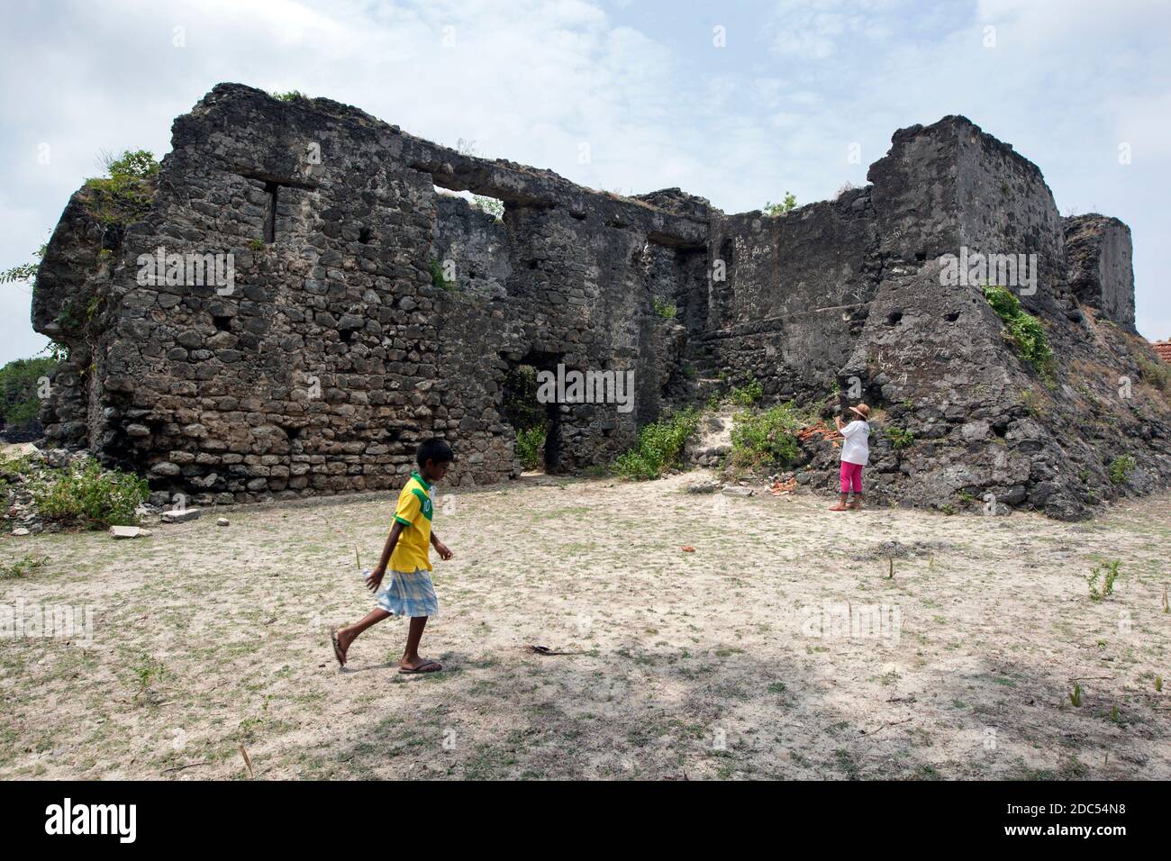 The ruins of the old Dutch Fort on Delft Island in the Jaffna region of ...
