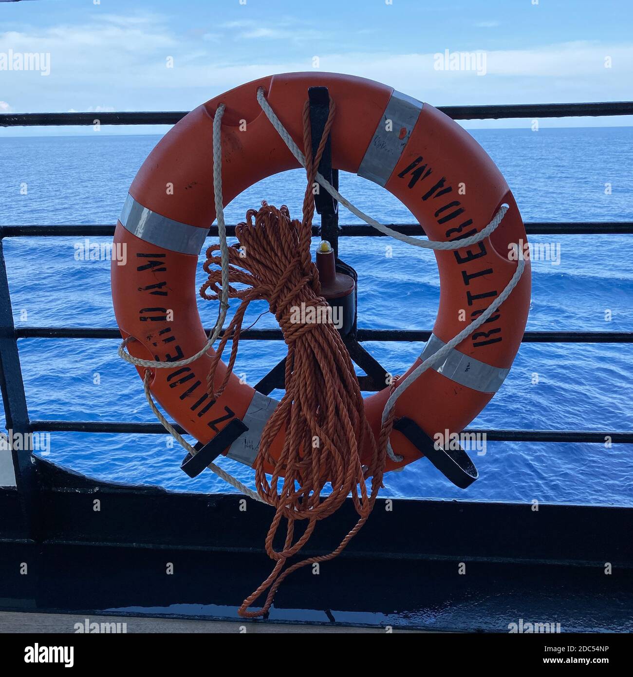 Ft. Lauderdale,FL/USA - 11/1/19: A cruise ship sign life ring hanging ...