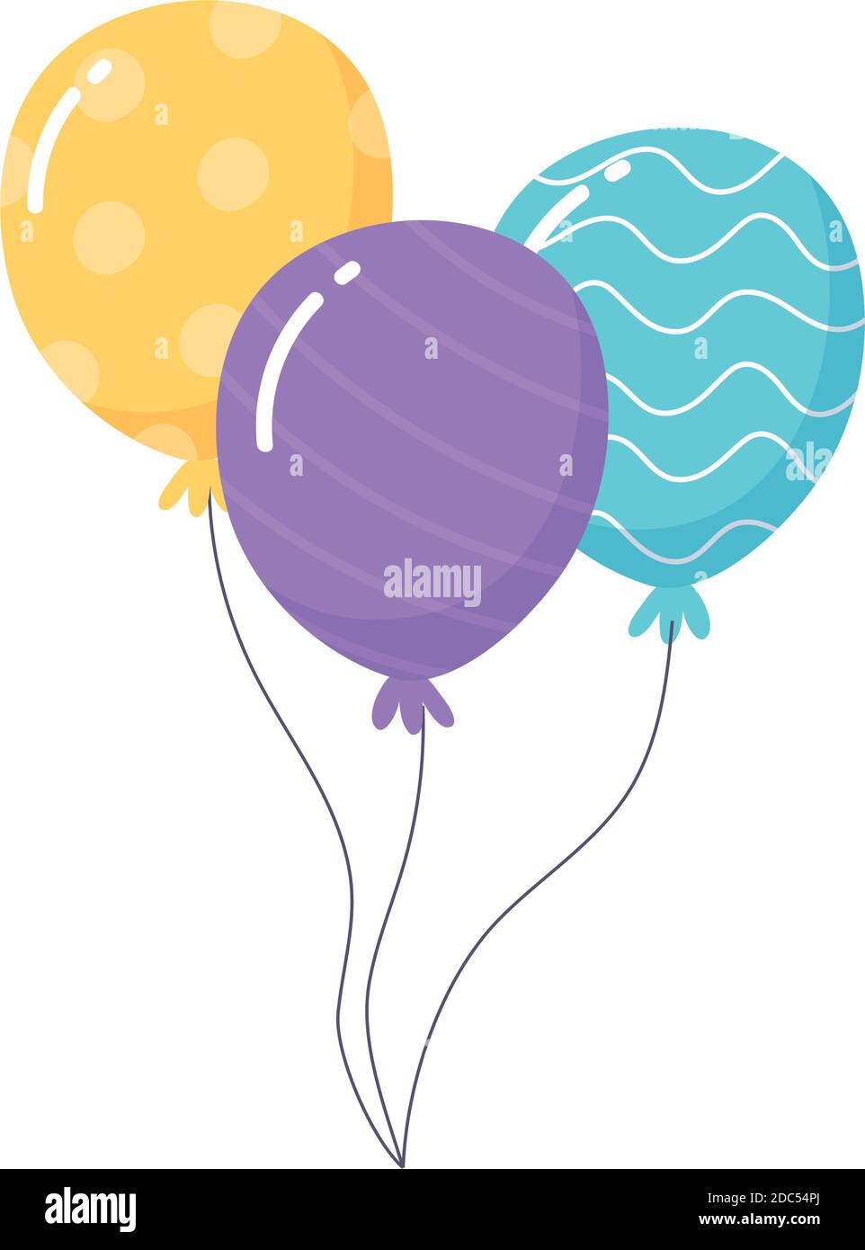 happy birthday balloons decoration celebration party cartoon vector ...