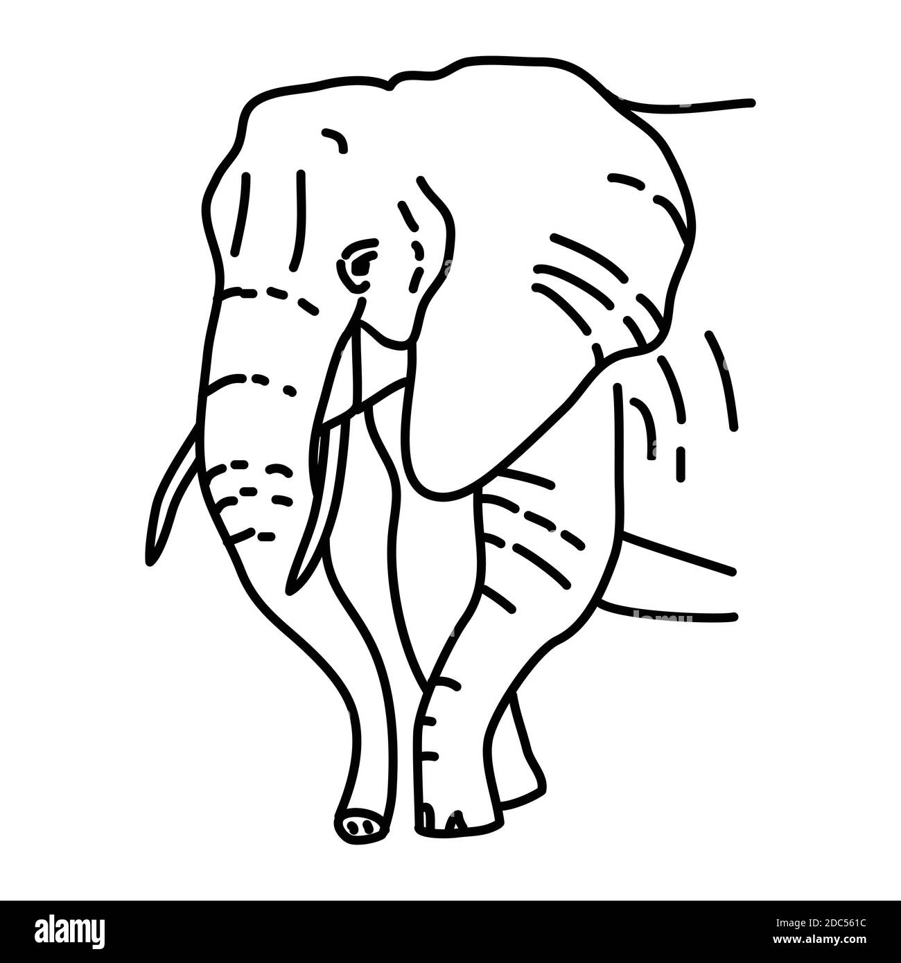 Elephant Icon. Tropical Animal Hand Drawn Icon Set Vector Stock Vector ...