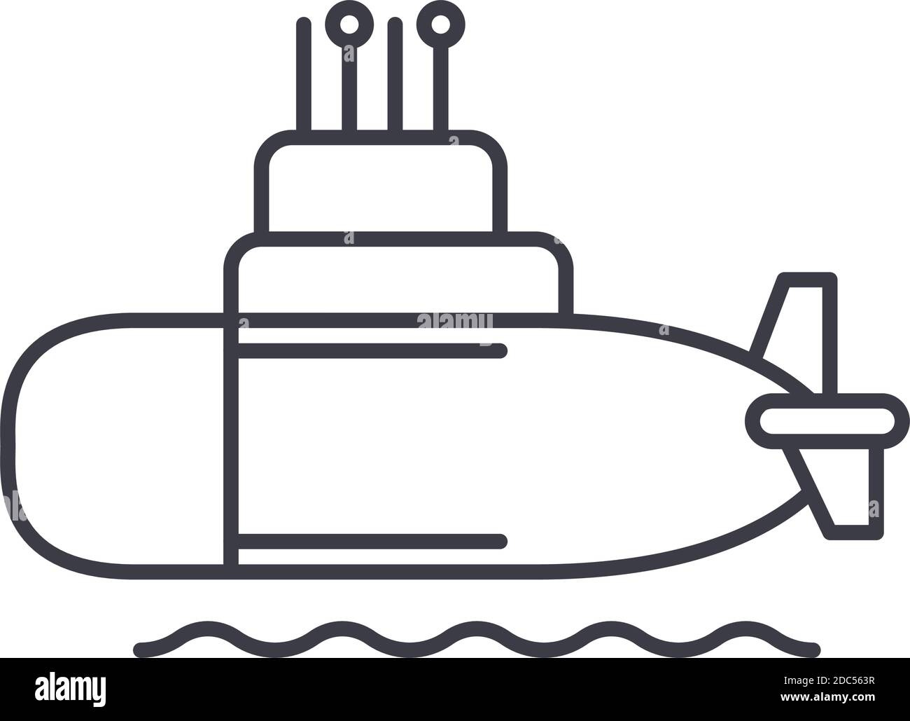 Submarine icon, linear isolated illustration, thin line vector, web ...