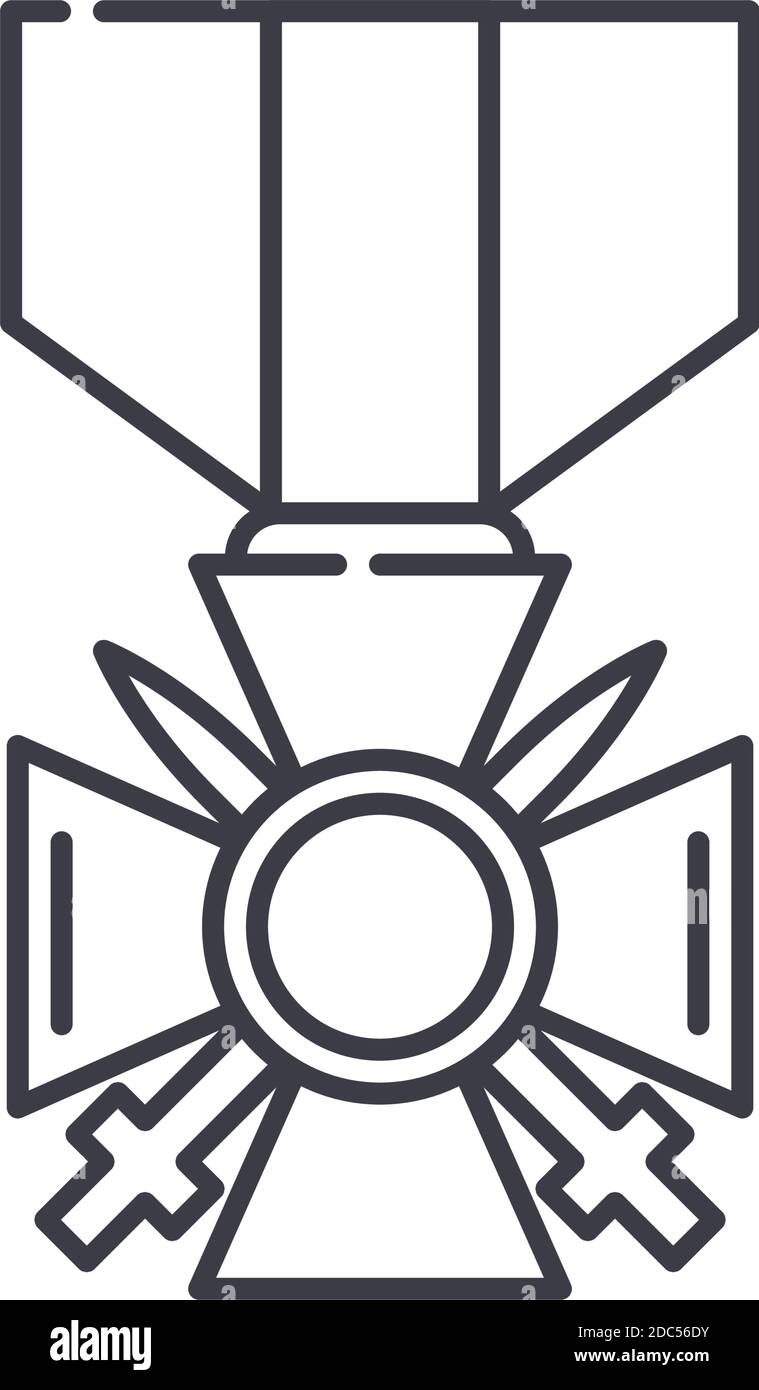 Valor medal icon, linear isolated illustration, thin line vector, web ...