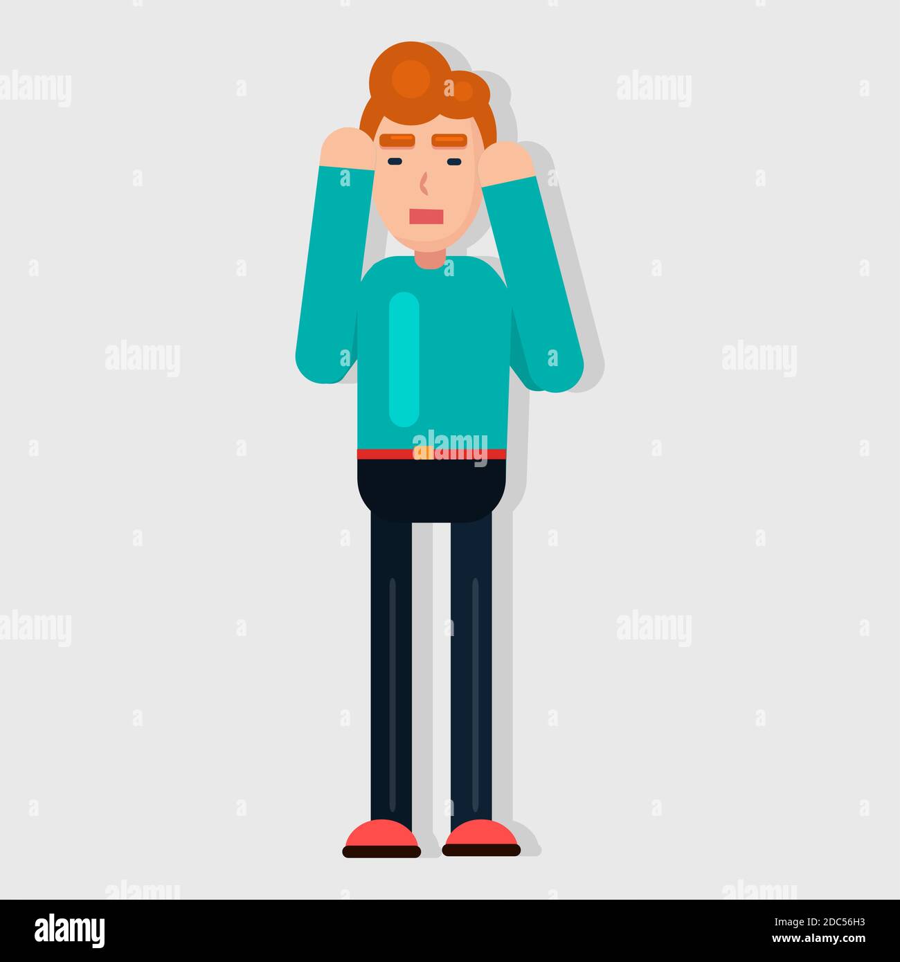 man standing with anxious gesture vector illustration Stock Vector ...