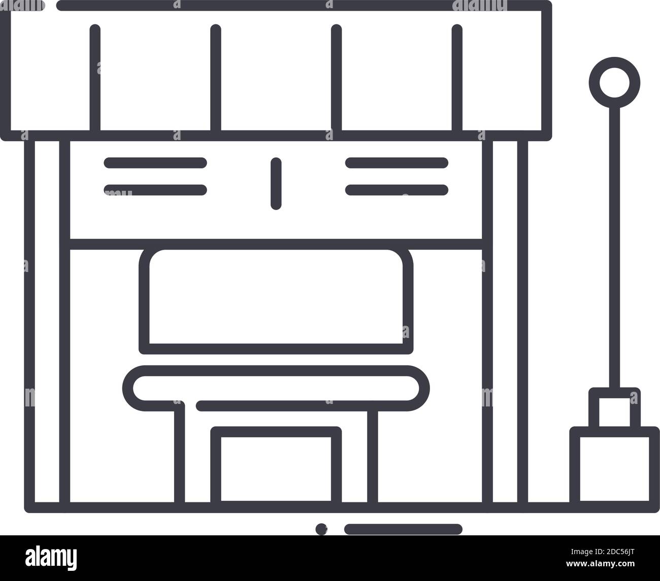 Urban bus stop icon, linear isolated illustration, thin line vector ...