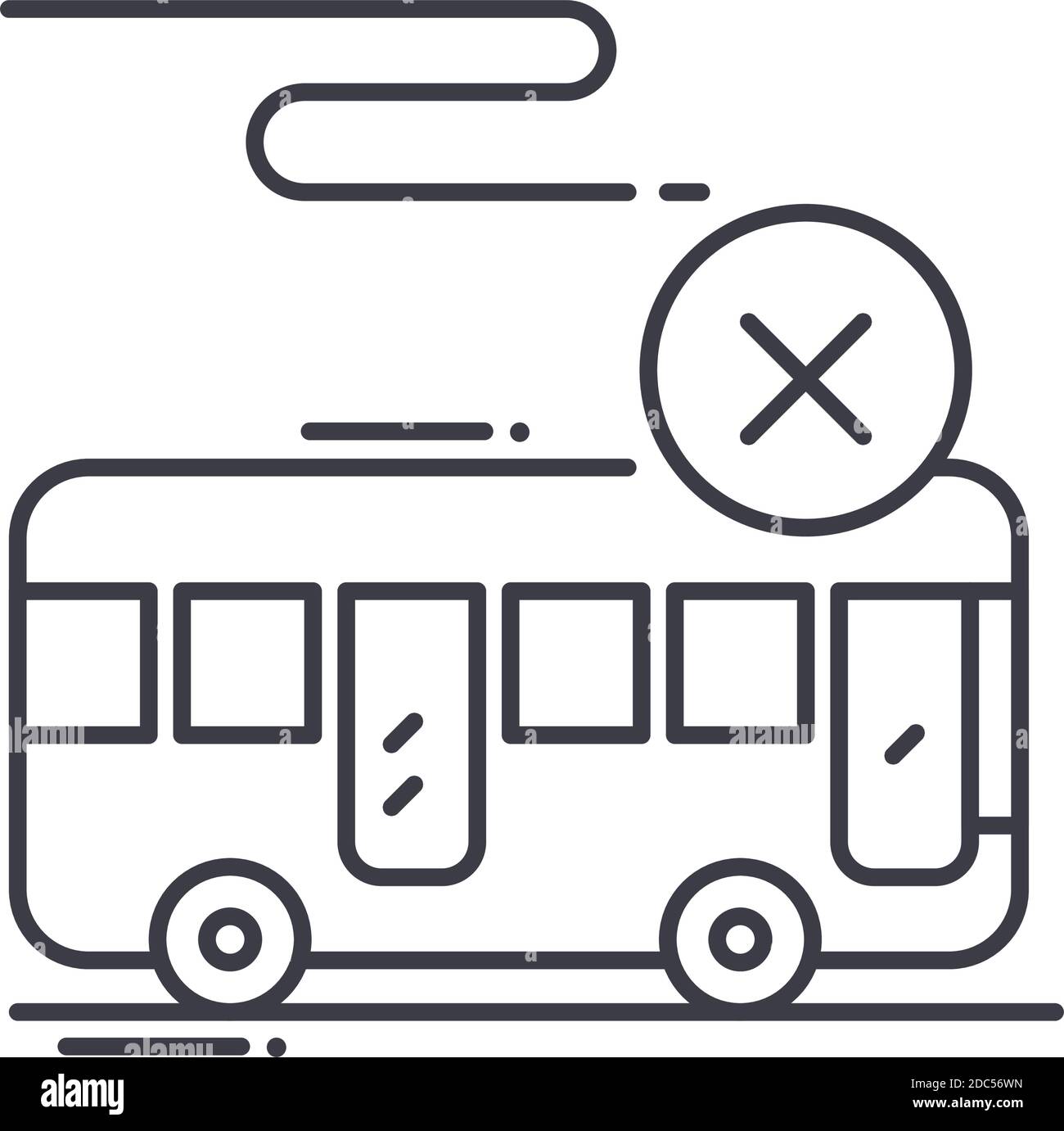 Rejection of transport icon, linear isolated illustration, thin line ...