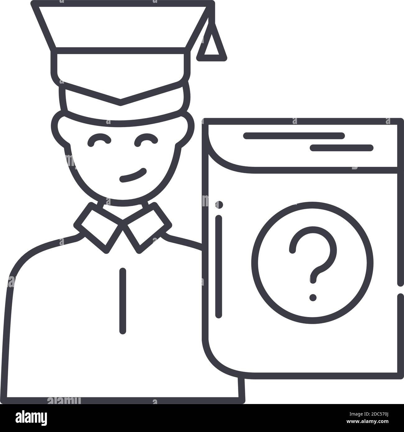 Student study icon, linear isolated illustration, thin line vector, web ...