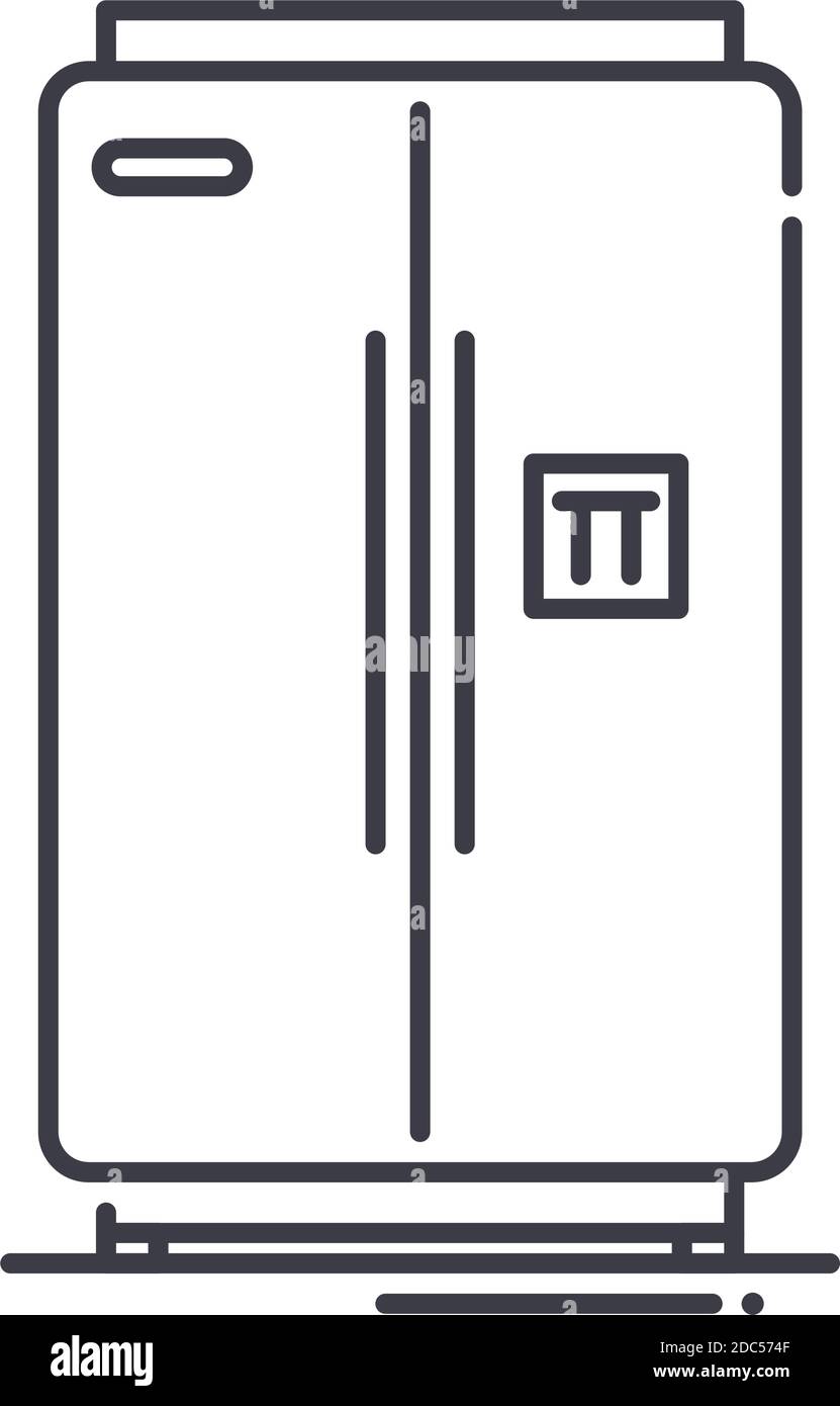 Refrigerator icon, linear isolated illustration, thin line vector, web ...