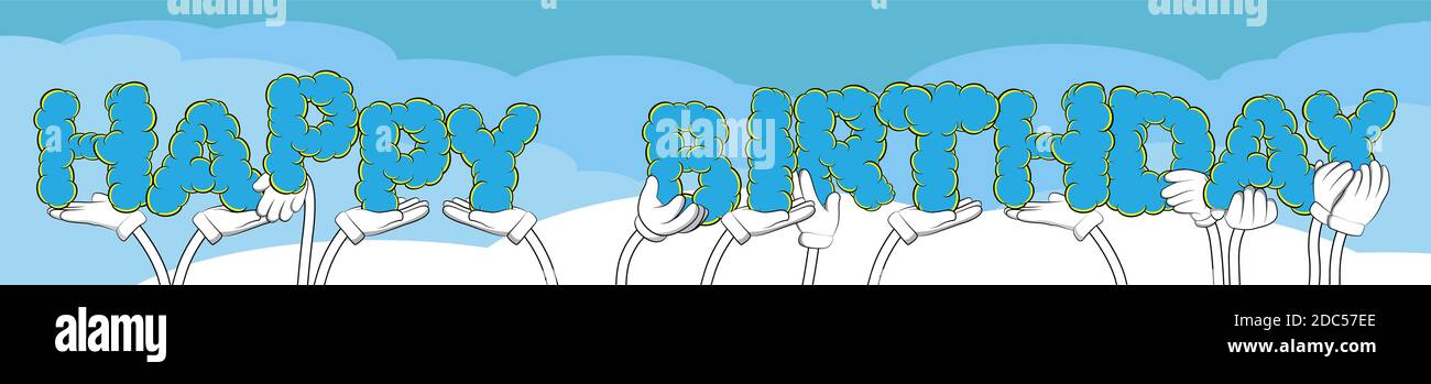 Diverse hands holding letters of the alphabet created the word Happy ...