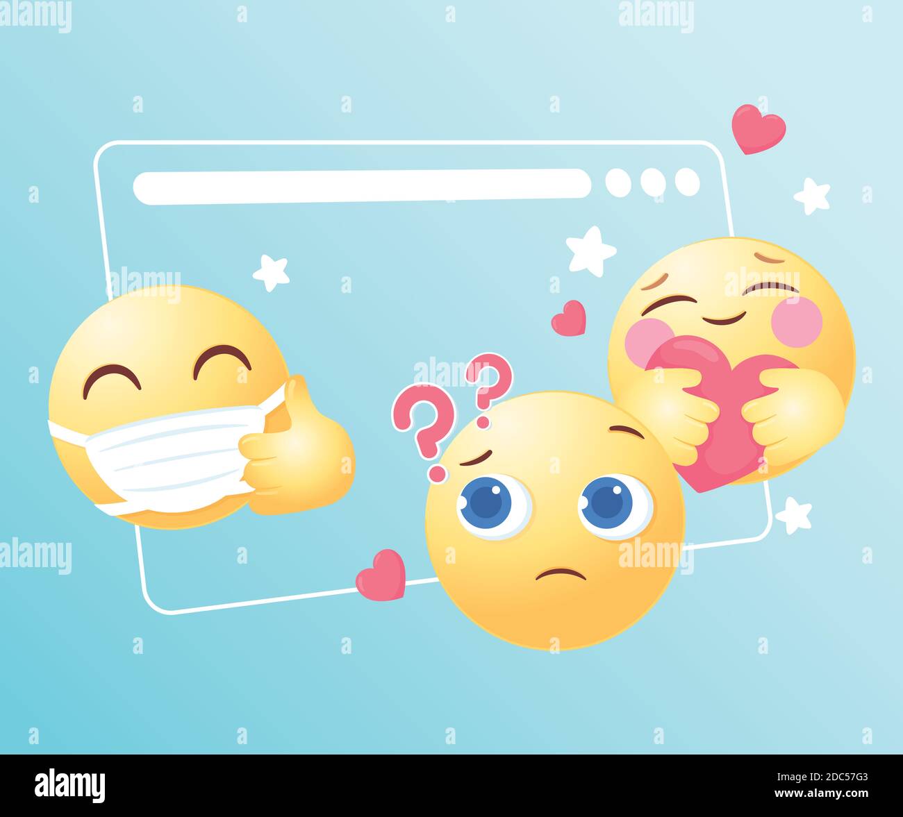 funny emoji emoticon reactions social media vector illustration Stock ...