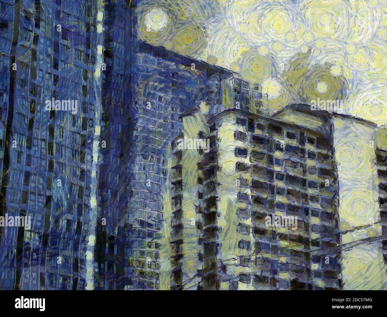 The landscape of the city tall buildings Illustrations creates an ...