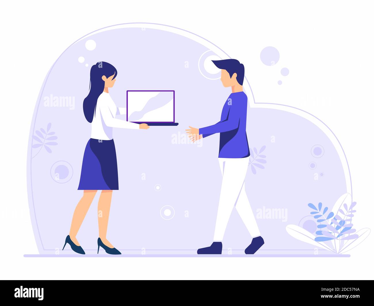 Office co-workers provide work results to office superiors. modern ...