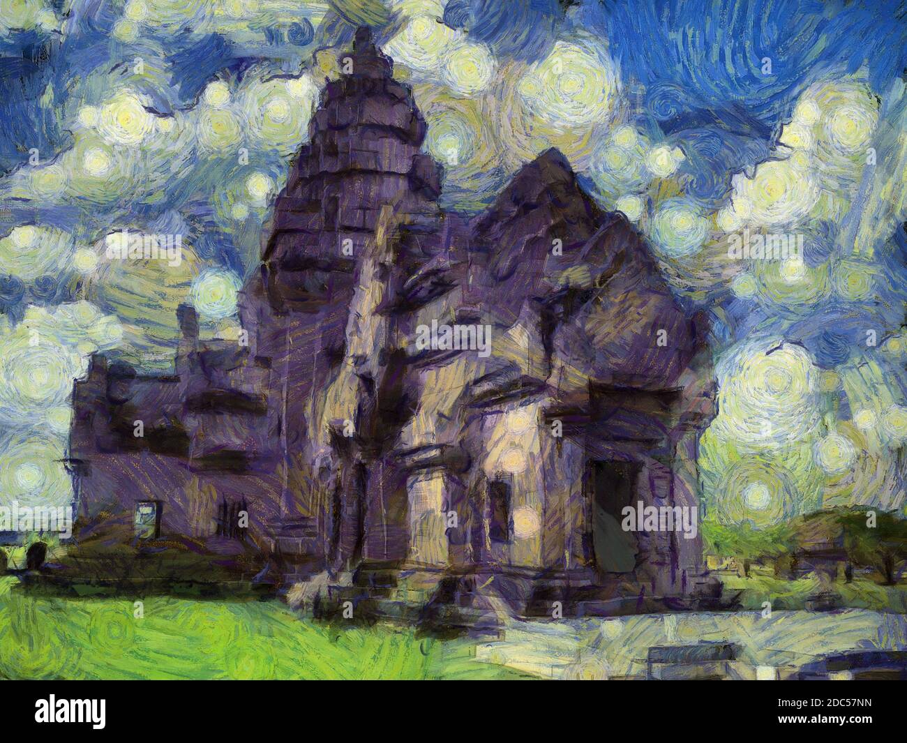 Landscape of ancient stone castle in Thailand Illustrations creates an ...