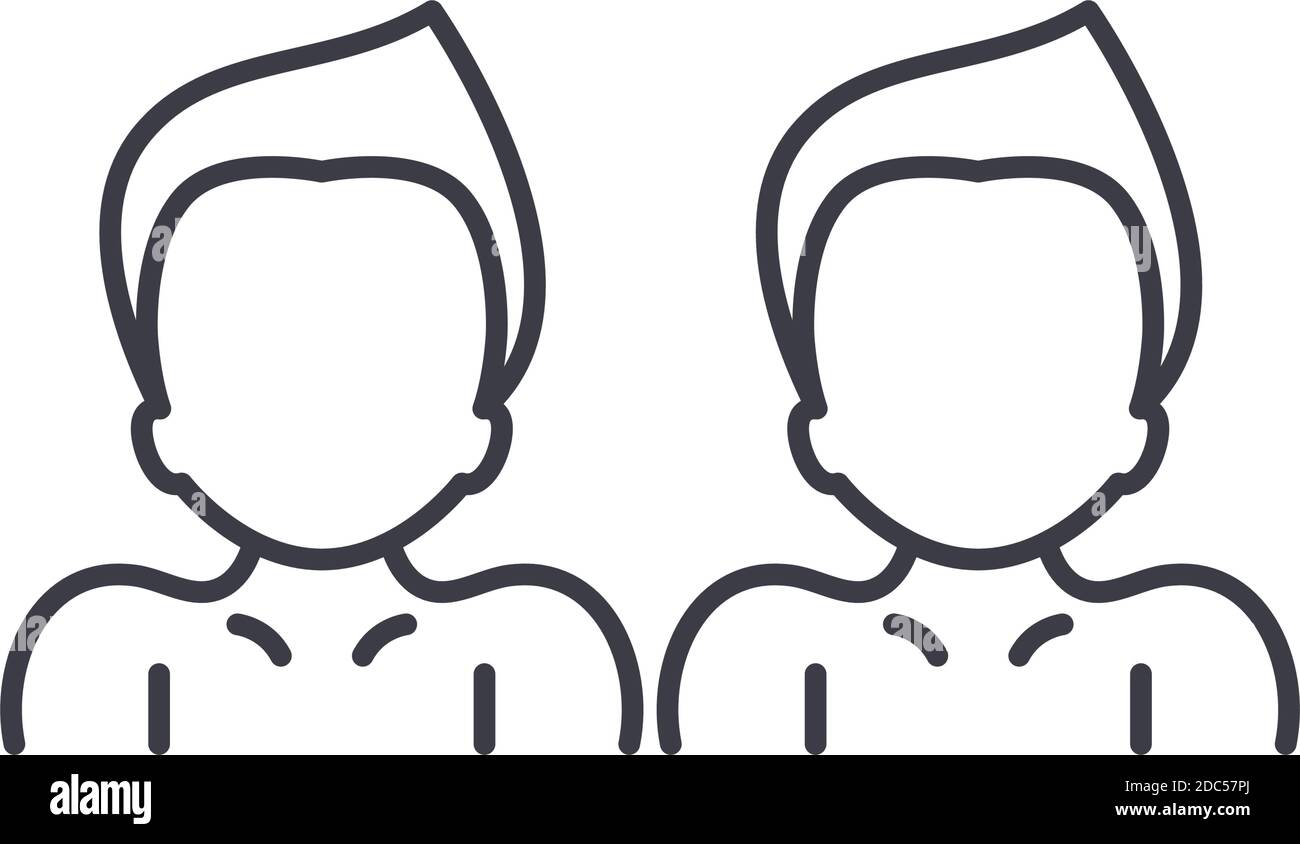 Twins icon, linear isolated illustration, thin line vector, web design ...