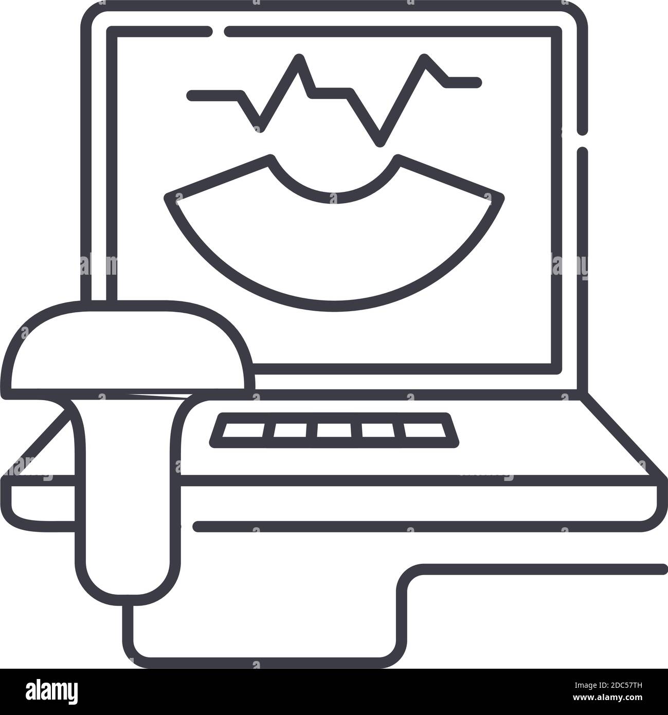 Ultrasound icon, linear isolated illustration, thin line vector, web design sign, outline ...