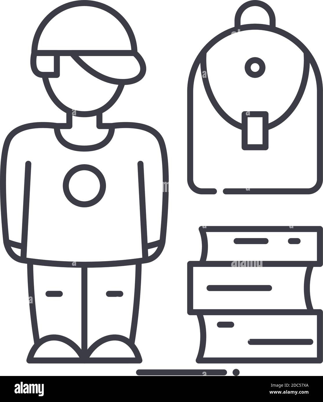 University student icon, linear isolated illustration, thin line vector ...