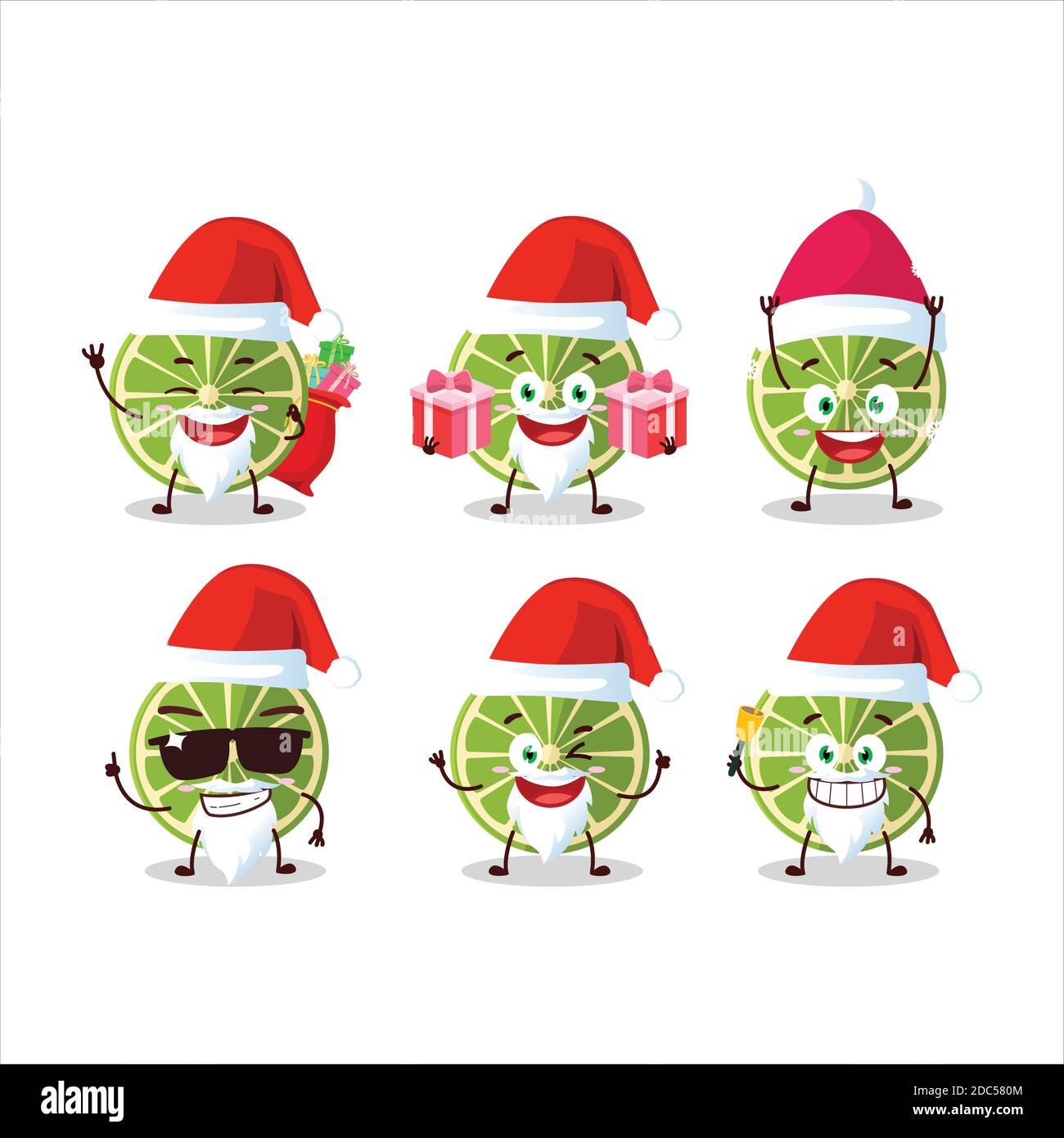 Santa Claus emoticons with lemon cartoon character. Vector illustration ...