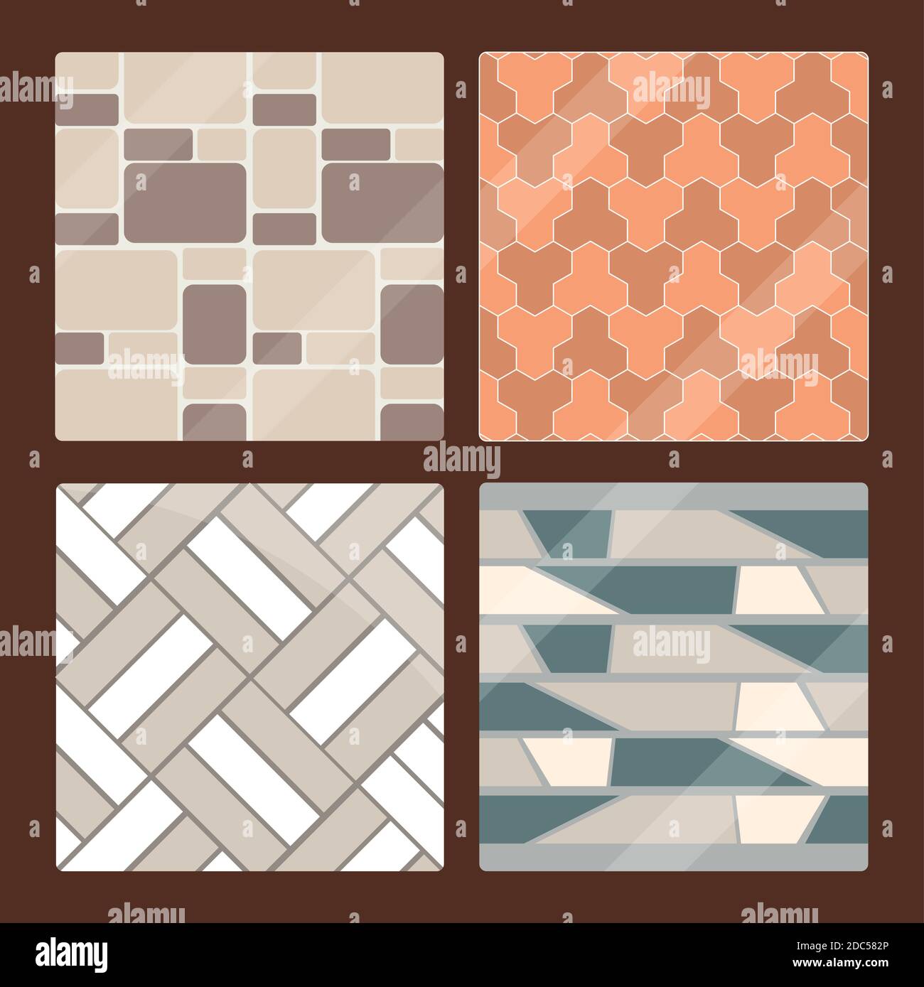 set of seamless pavement texture tiles and brick architecture vector ...