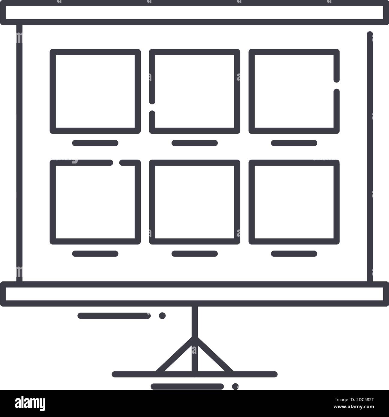 Storyboard process icon, linear isolated illustration, thin line vector, web design sign ...
