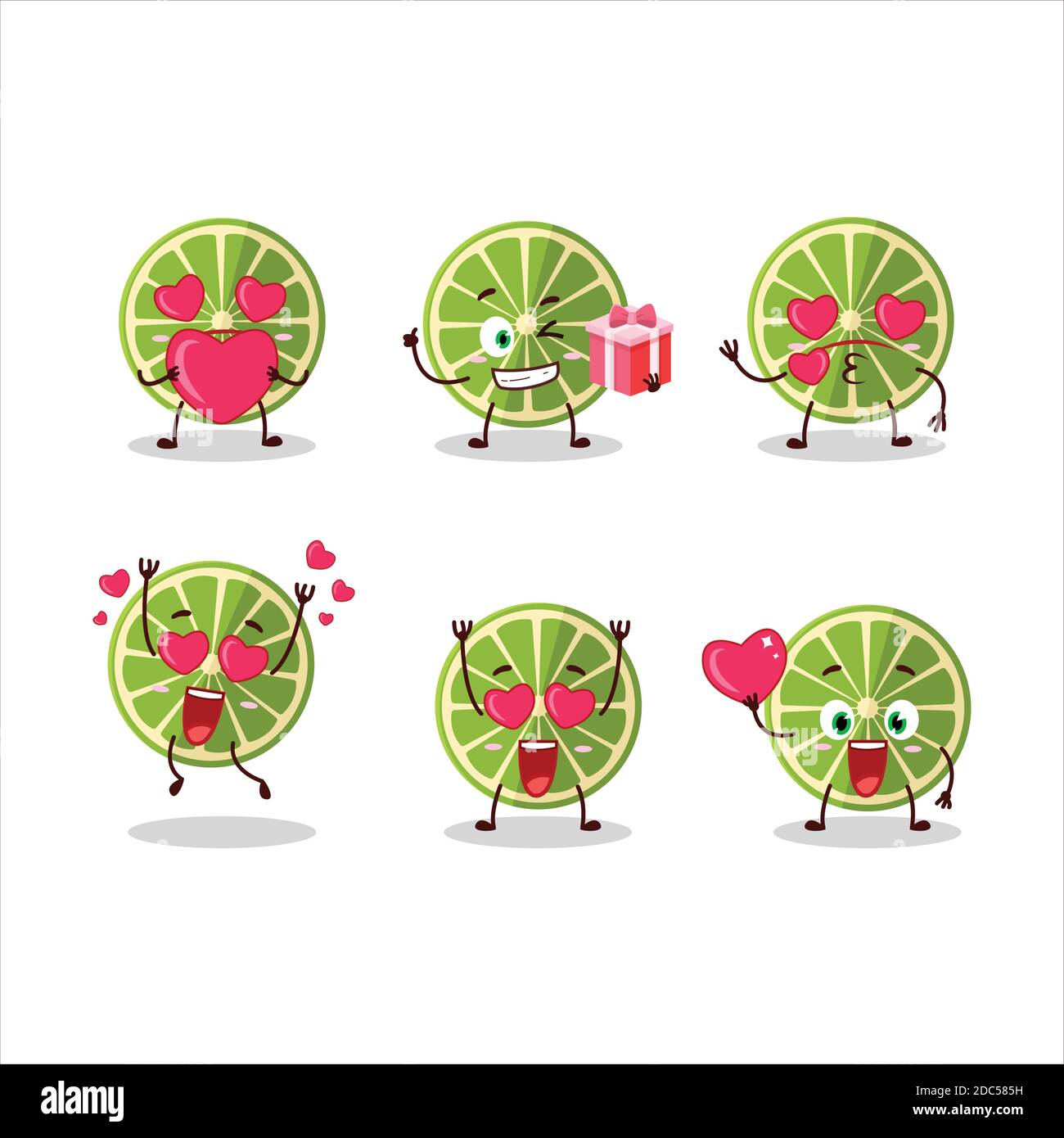 Lemon cartoon character with love cute emoticon. Vector illustration ...