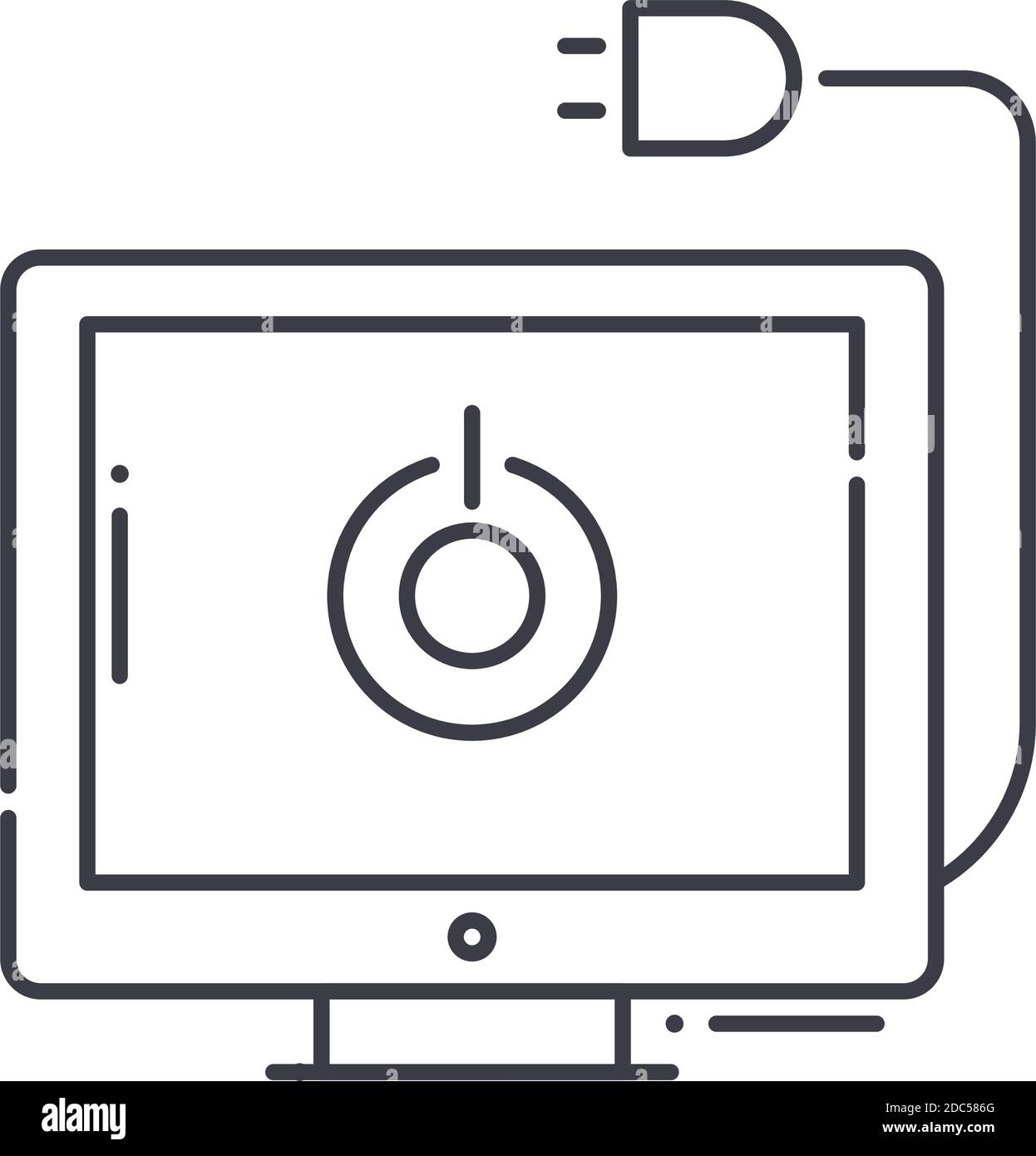 Turn off electrical icon, linear isolated illustration, thin line ...