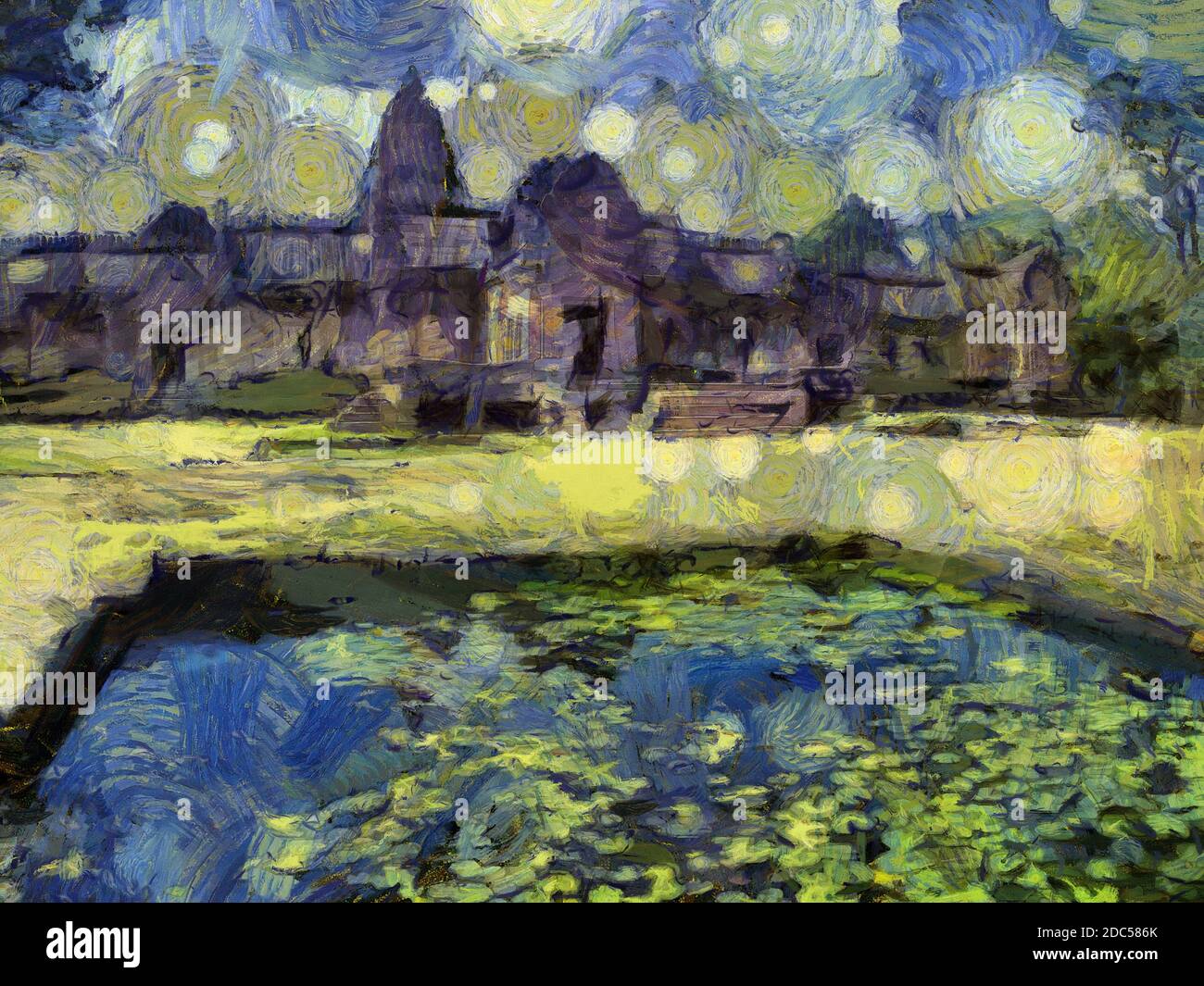 Landscape of ancient stone castle in Thailand Illustrations creates an ...