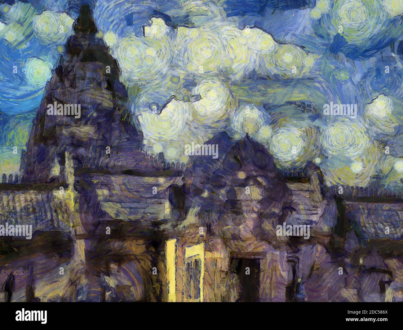 Landscape of ancient stone castle in Thailand Illustrations creates an ...