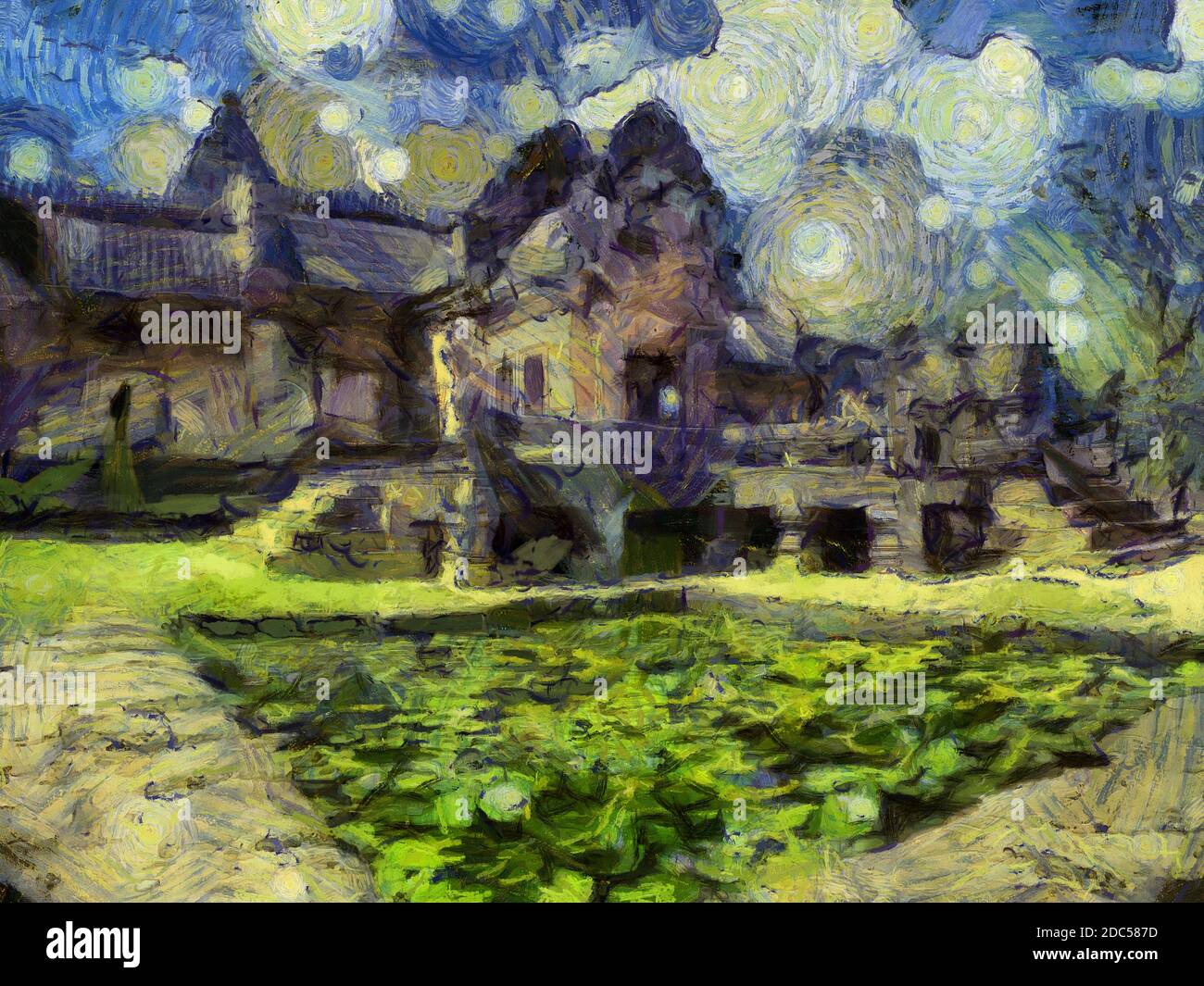 Landscape of ancient stone castle in Thailand Illustrations creates an ...