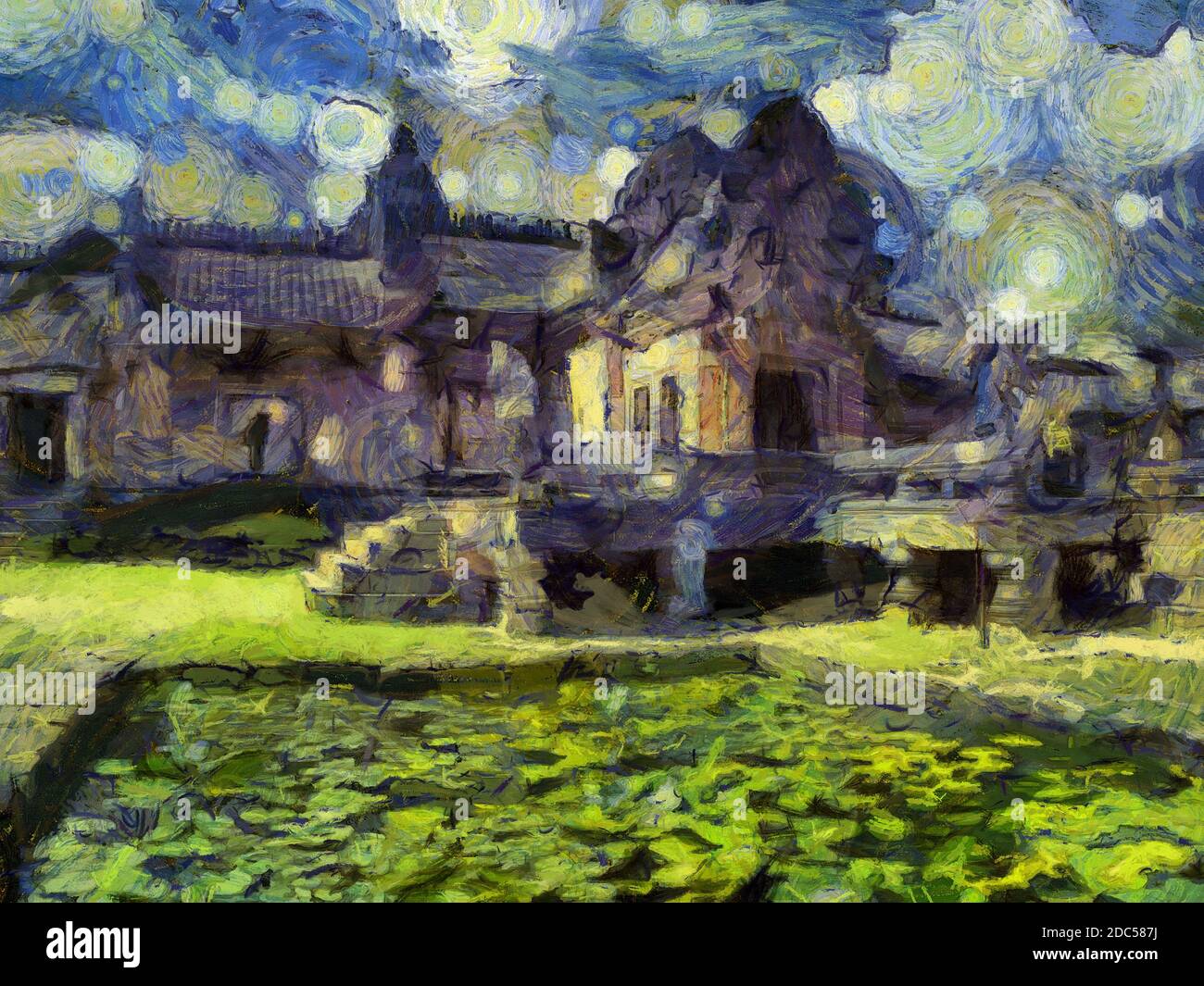 Landscape of ancient stone castle in Thailand Illustrations creates an ...