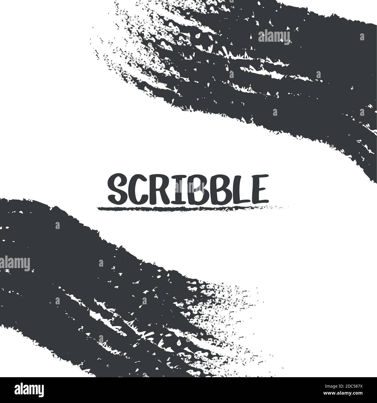 scribble stains handwritten text and black brushes vector illustration ...