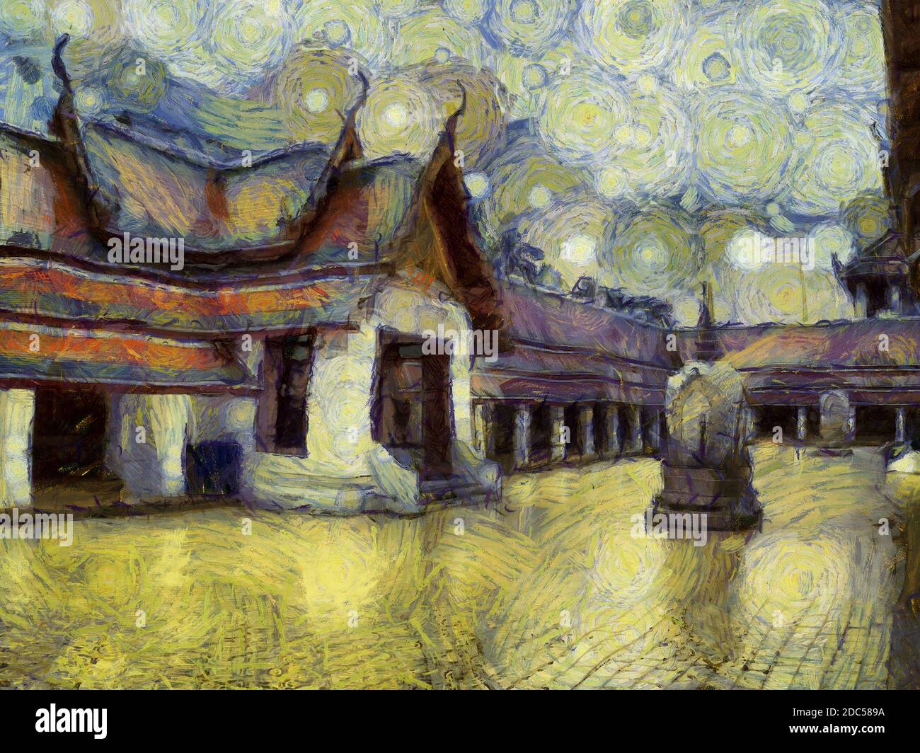 Landscape of buildings, architecture, ancient landmarks in Bangkok ...