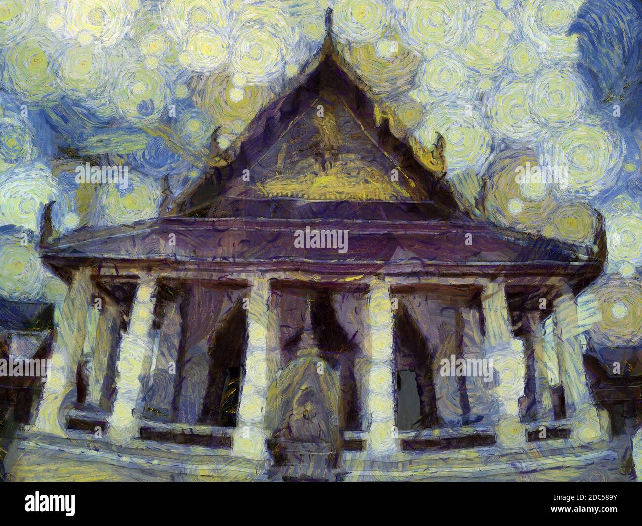 Landscape of buildings, architecture, ancient landmarks in Bangkok ...