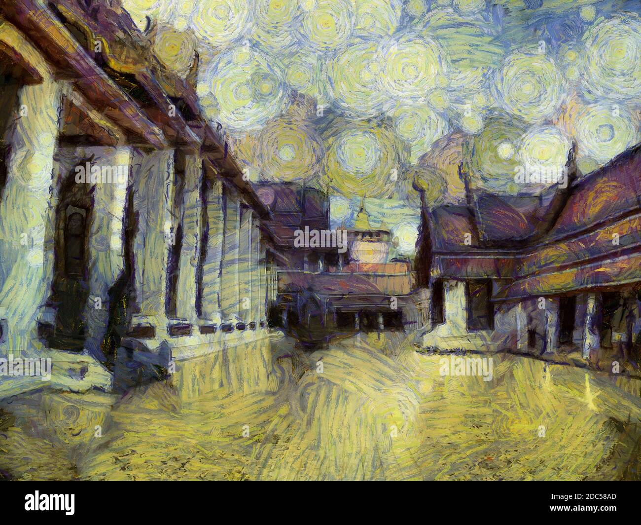 Landscape of buildings, architecture, ancient landmarks in Bangkok ...