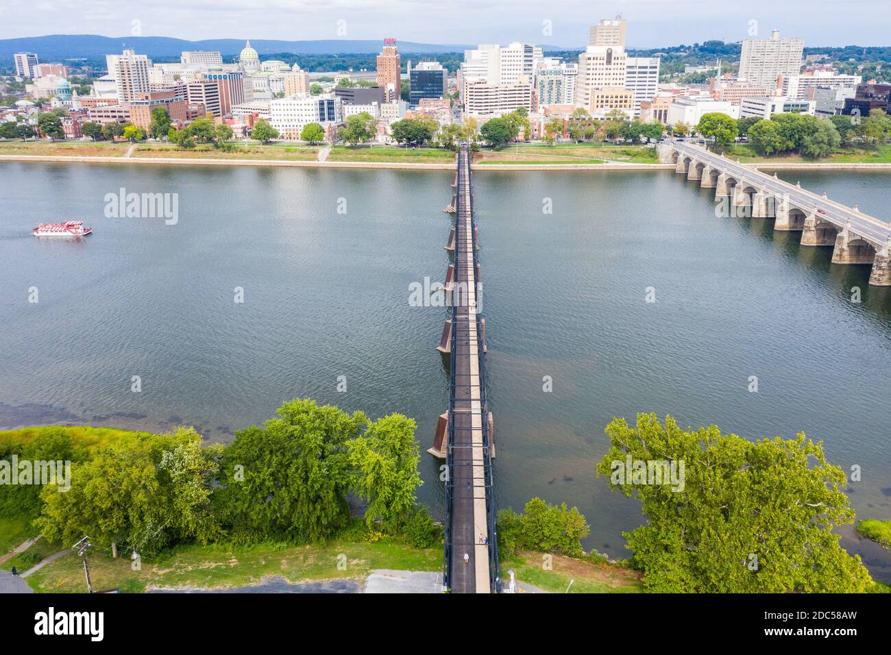 Pedestrian bridge city island harrisburg hi-res stock photography and ...