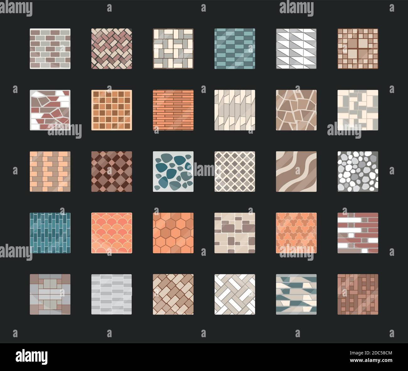 set of seamless pavement texture repeating patterns of tiles vector ...