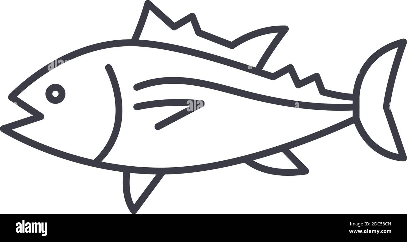 Tuna icon, linear isolated illustration, thin line vector, web design ...