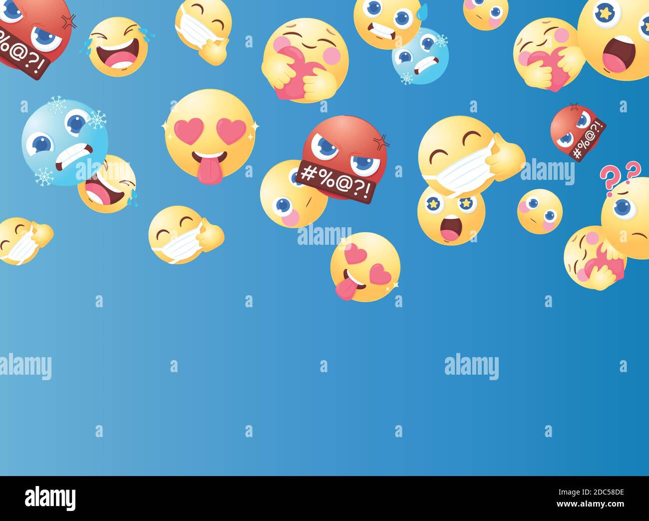 cartoon emoticons for social media chat comment reactions vector ...
