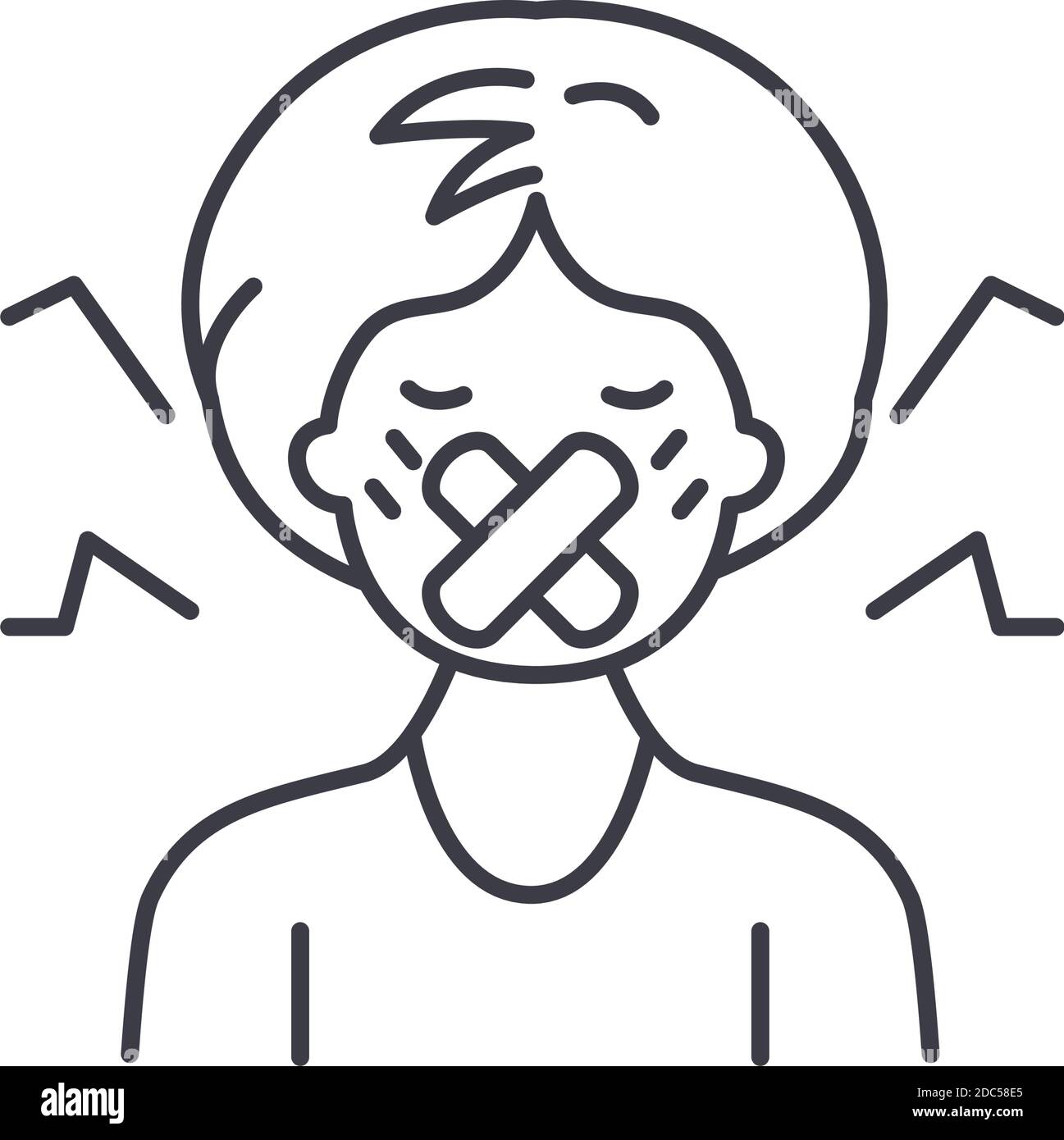 Stop talking icon, linear isolated illustration, thin line vector, web ...