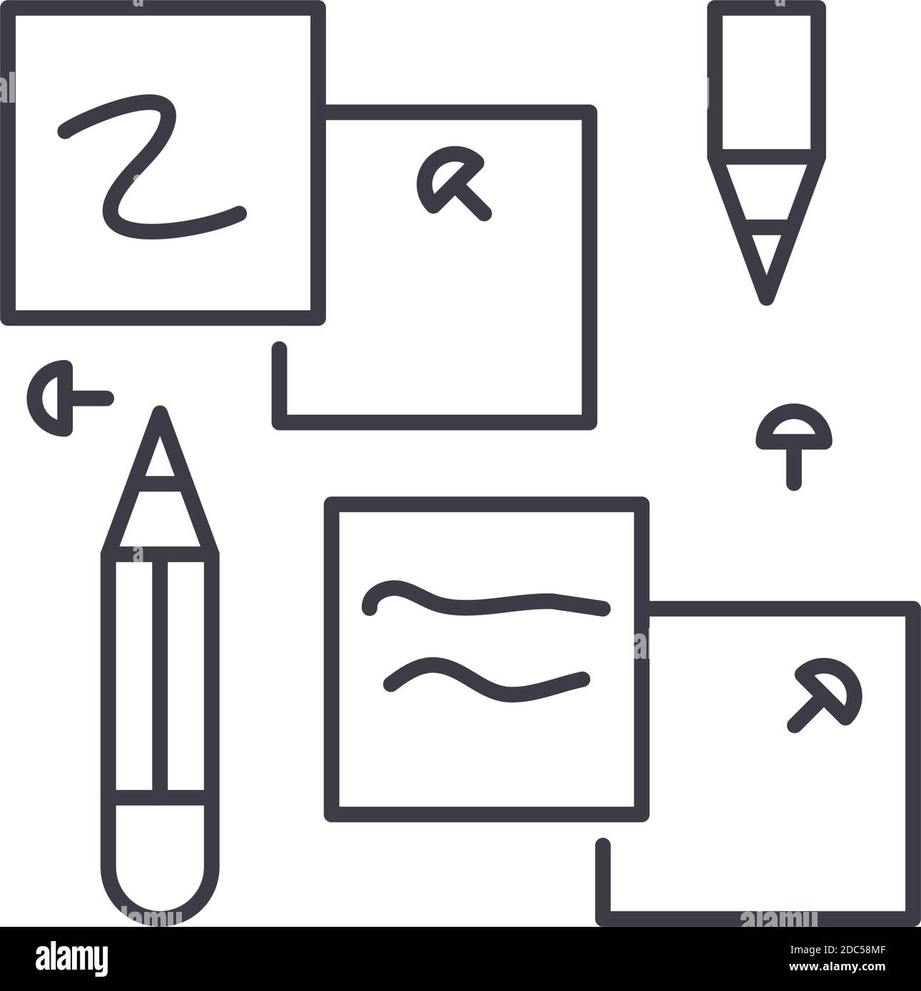 Sticky notes icon, linear isolated illustration, thin line vector, web ...