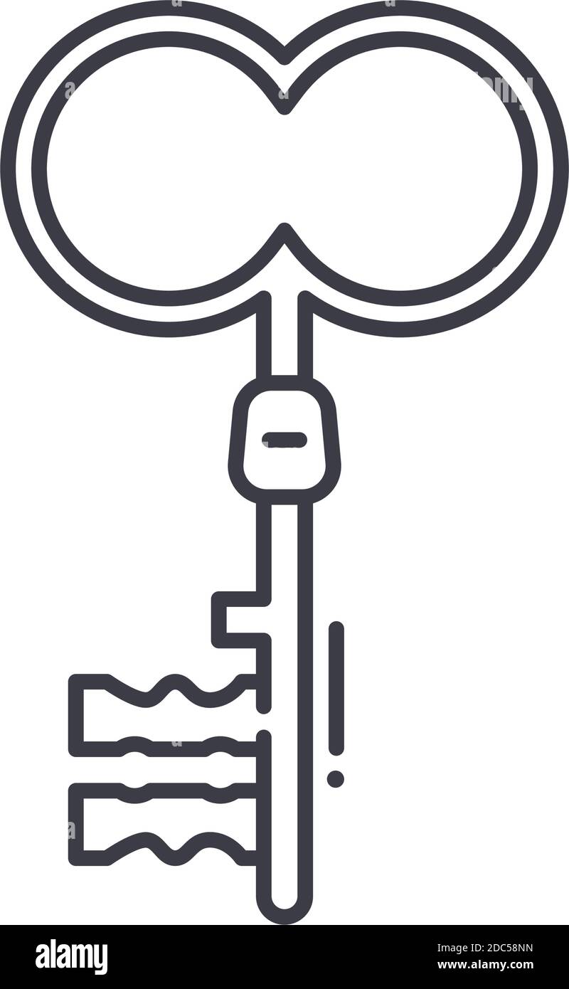 Treasure key icon, linear isolated illustration, thin line vector, web ...