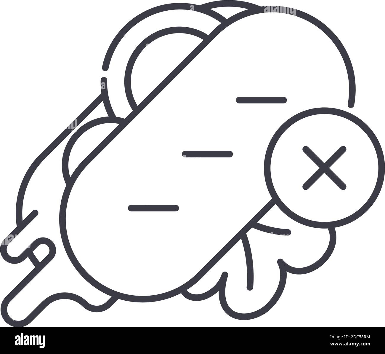 Stop junk food icon, linear isolated illustration, thin line vector ...