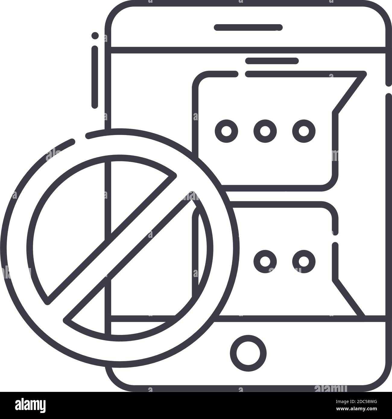 Stop communication icon, linear isolated illustration, thin line vector ...