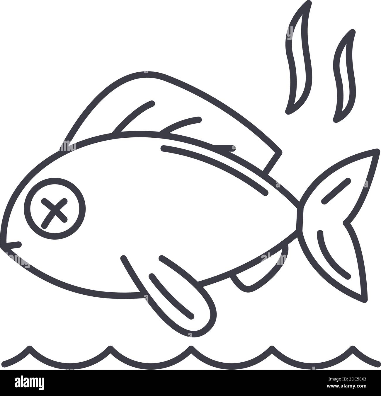 Stinky fish icon, linear isolated illustration, thin line vector, web ...