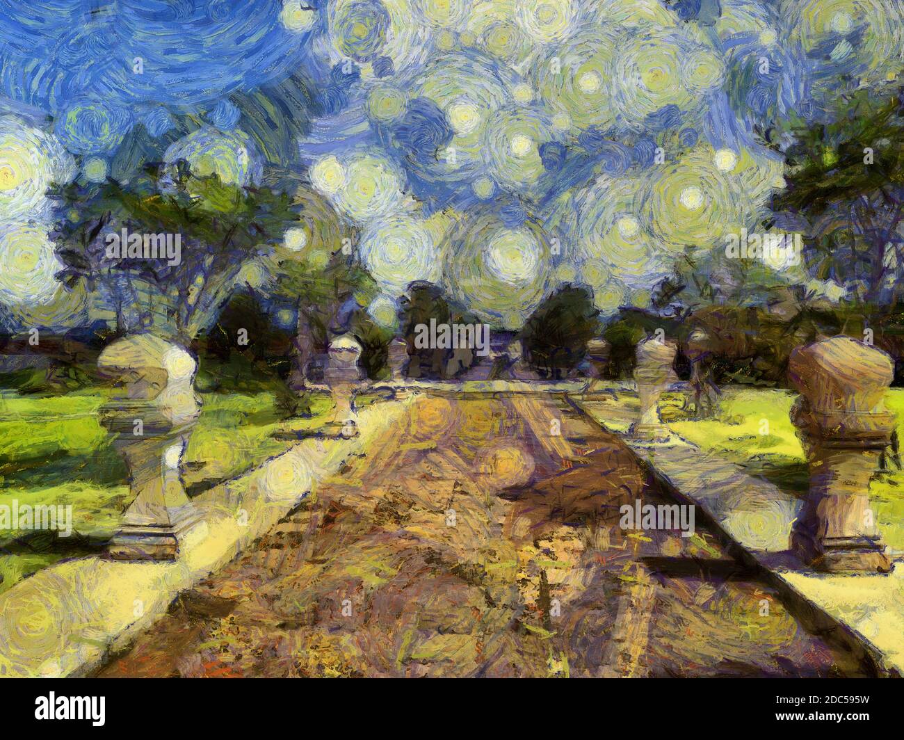 Landscape of ancient stone castle in Thailand Illustrations creates an ...