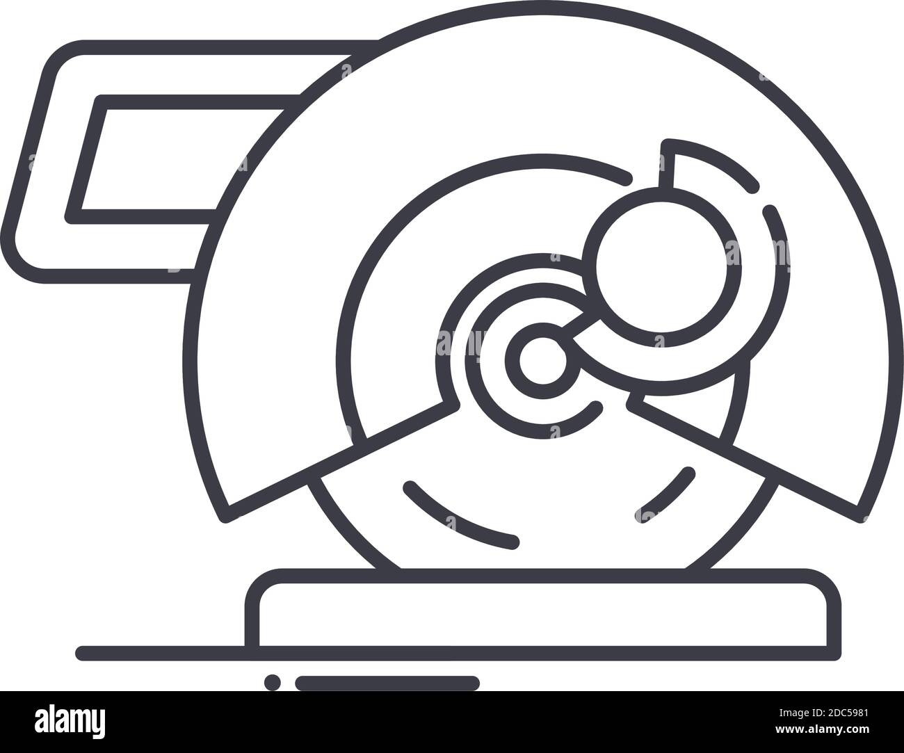 Steel cut off machine concept icon, linear isolated illustration, thin ...