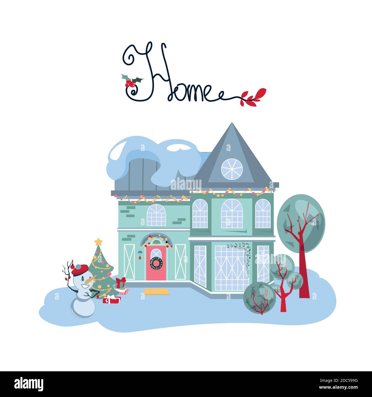 Suburban house in flat Cut Out Stock Images & Pictures - Alamy