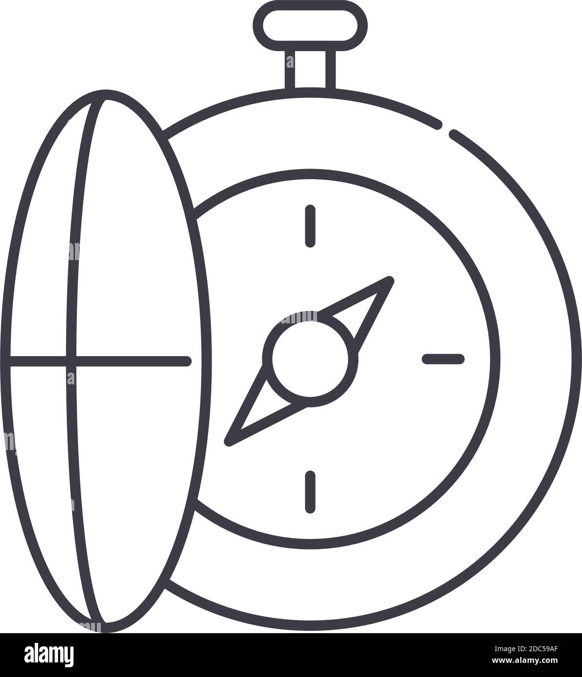 Travel compass icon, linear isolated illustration, thin line vector ...