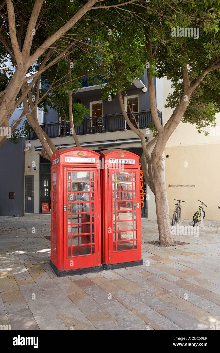 Red Phone Boxes in Gibraltar Stock Photo - Alamy