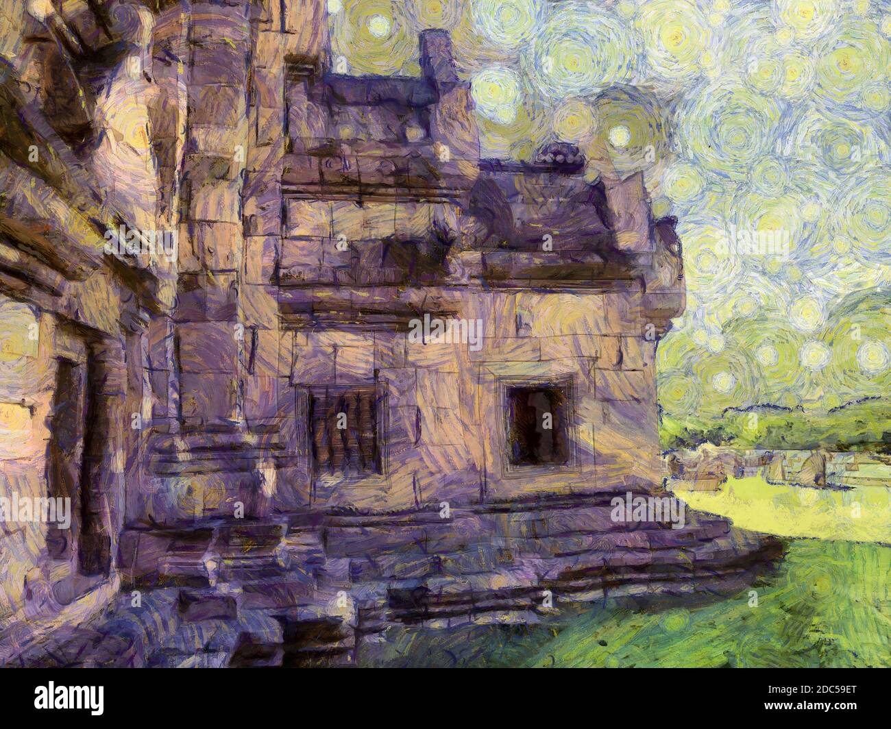 Landscape of ancient stone castle in Thailand Illustrations creates an ...